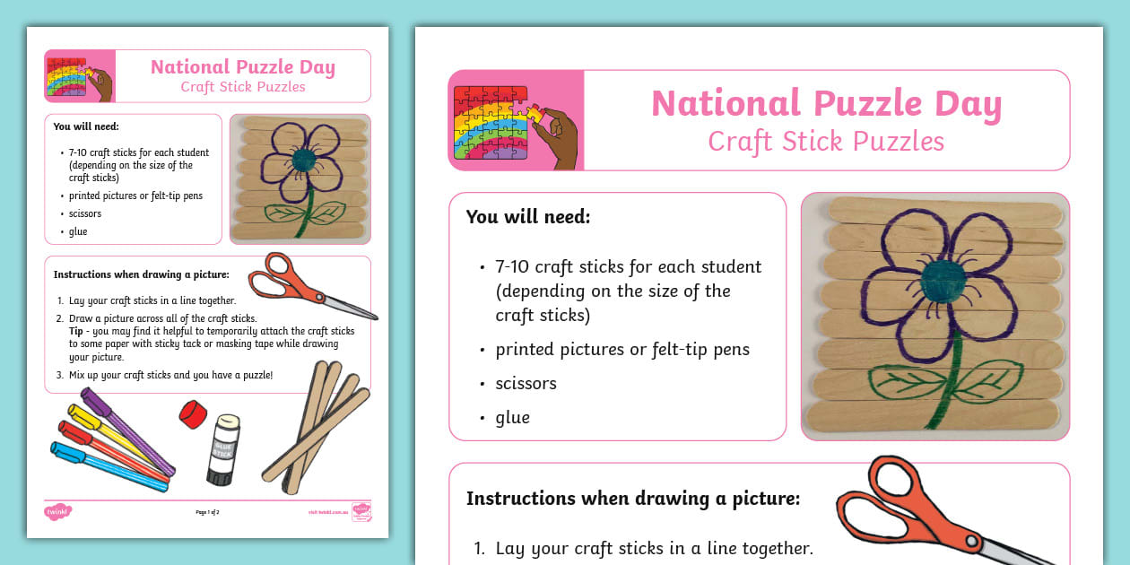 National Puzzle Day - Craft Stick Puzzles (teacher made)