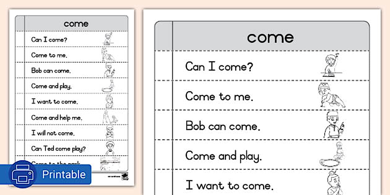 Grade 1 English -Reading - Reading Strips:come (CAPS Aligned)