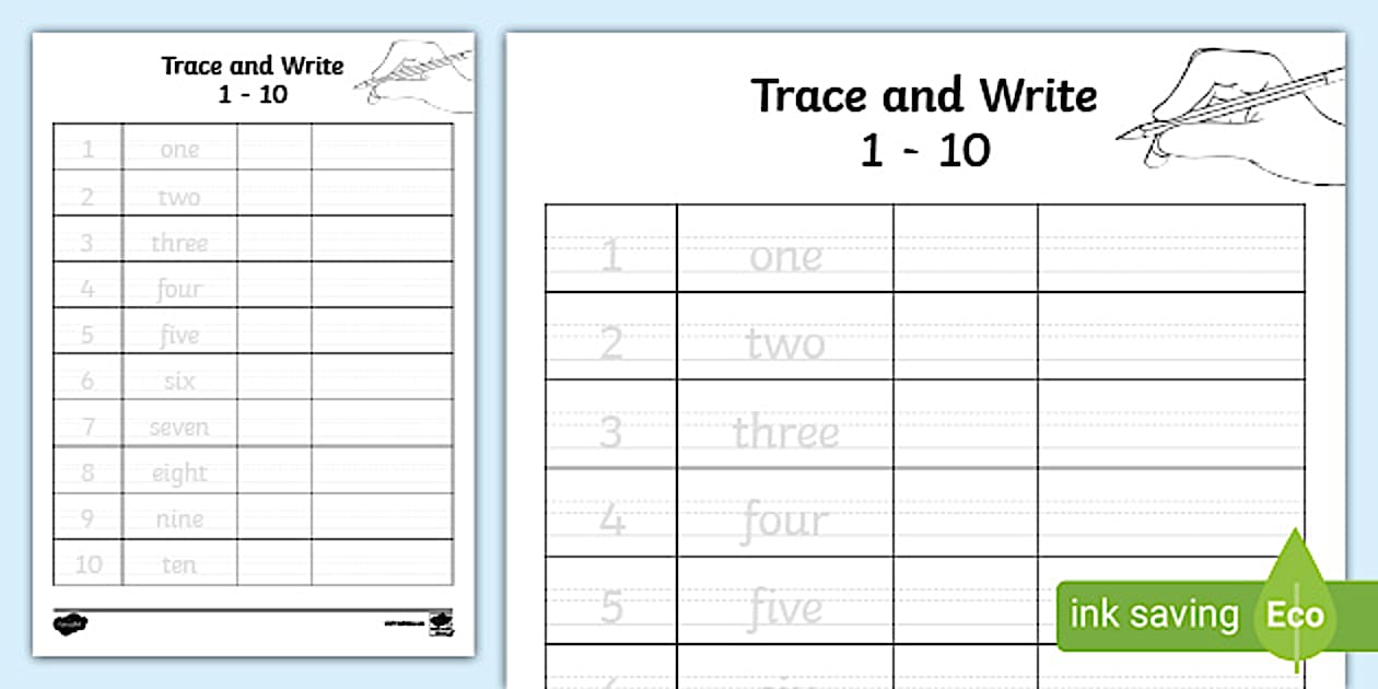 NSW 1-10 in Words Trace and Write Worksheet (Lehrer gemacht)