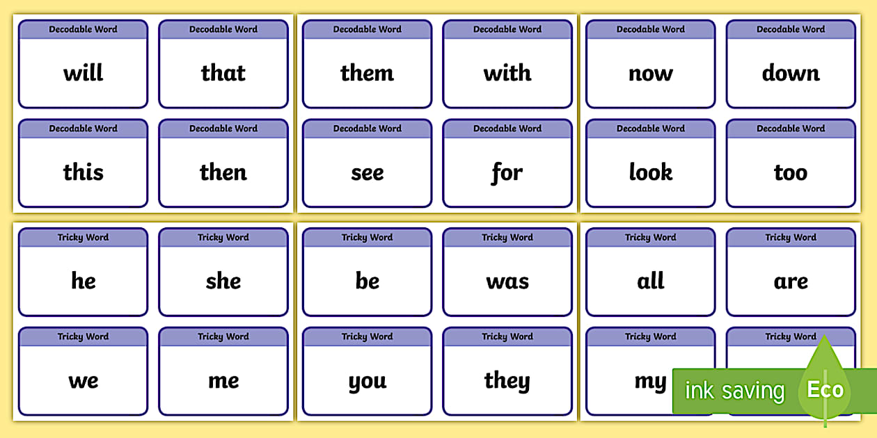 Editable Phase 3 Decodable / Tricky Word Cards - Twinkl