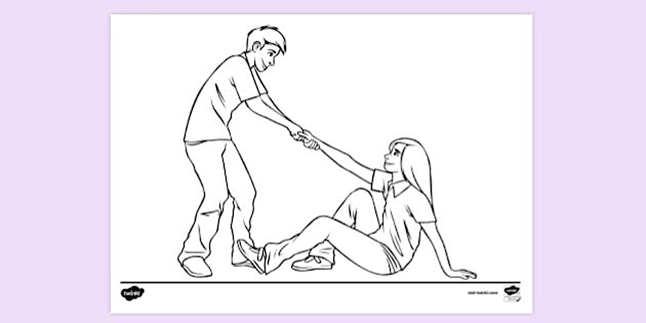 Free Printable Colouring Page Helping Others | Colouring