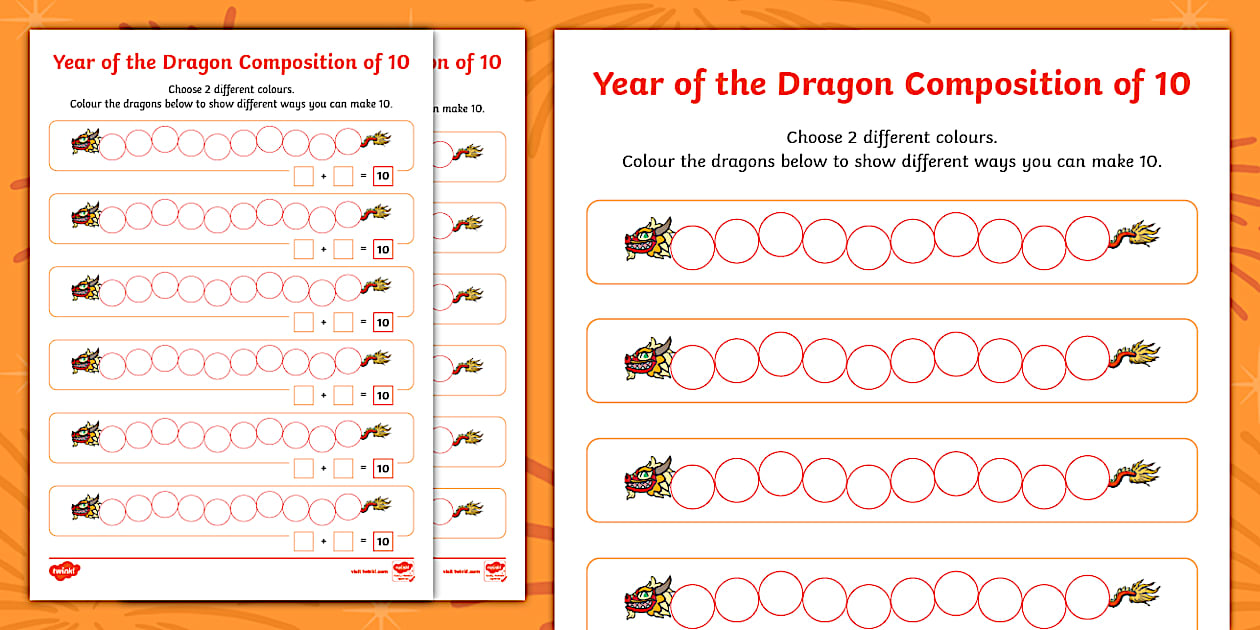 Year of the Dragon Composition of Number Activity - Twinkl