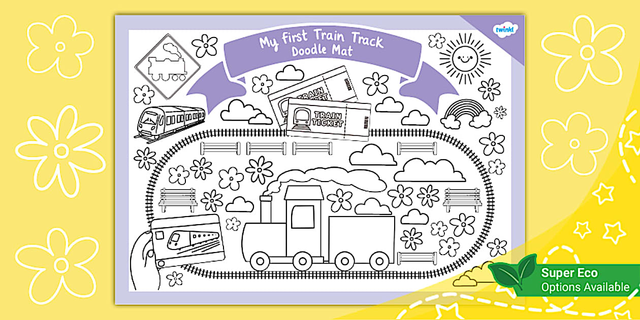 My First Train Track Doodle Mat (Teacher-Made) - Twinkl