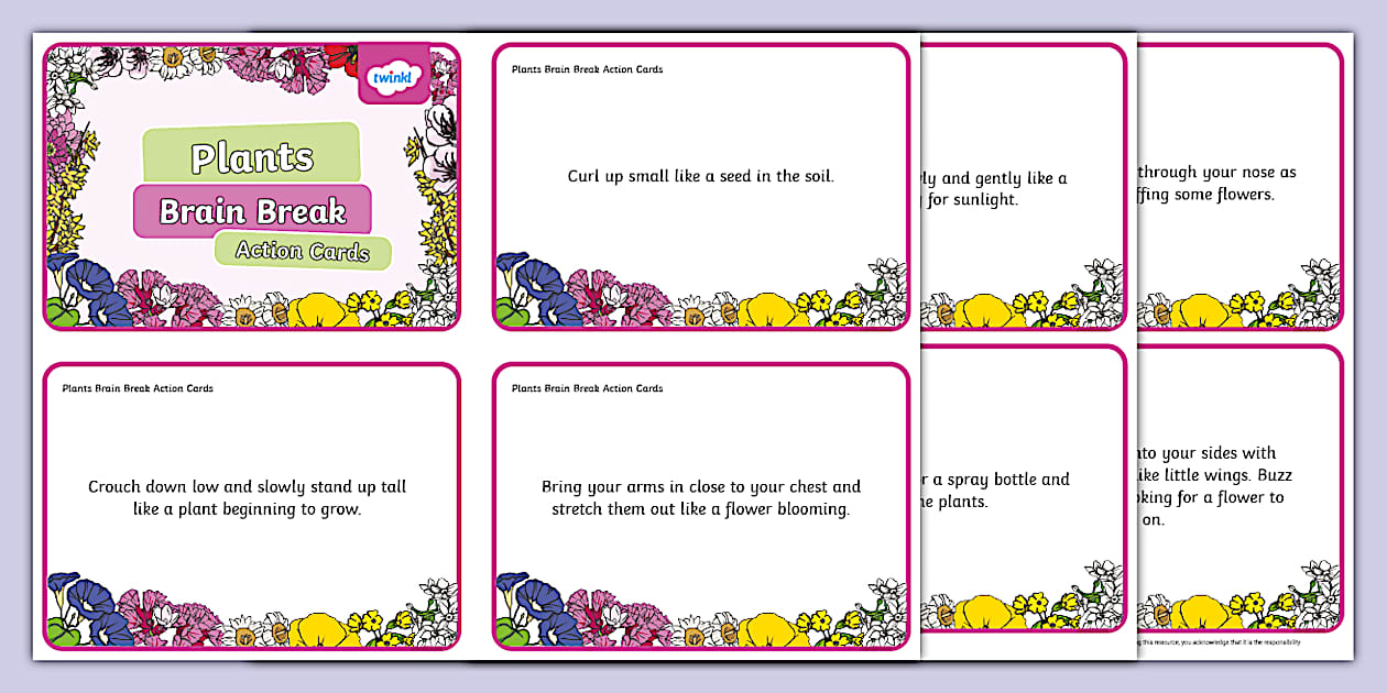 Plants Brain Break Action Cards - Twinkl - KS1