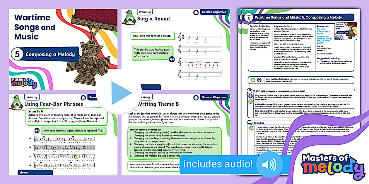 👉 Year 6 Wartime Songs and Music Session 5 (teacher made)