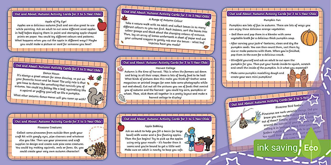 Out and About: Autumn Activity Cards for 3-5 Year Olds