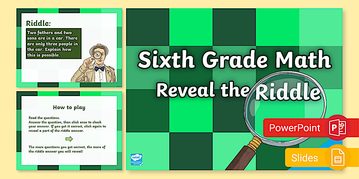Sixth Grade Reveal the Riddle PowerPoint & Google Slides