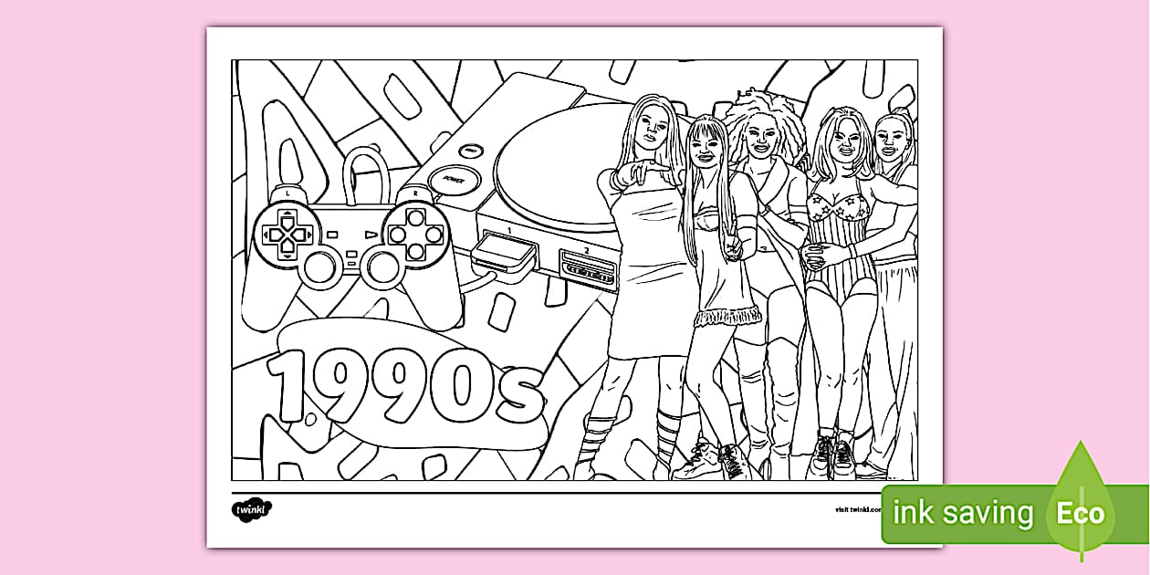 1990s Mindfulness Colouring Sheet (teacher made) - Twinkl