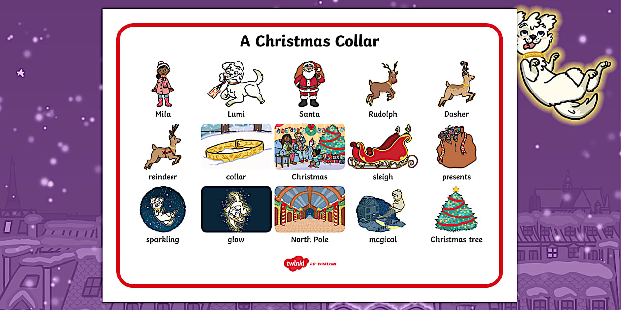 Black and White A Christmas Collar Word Mat - Twinkl