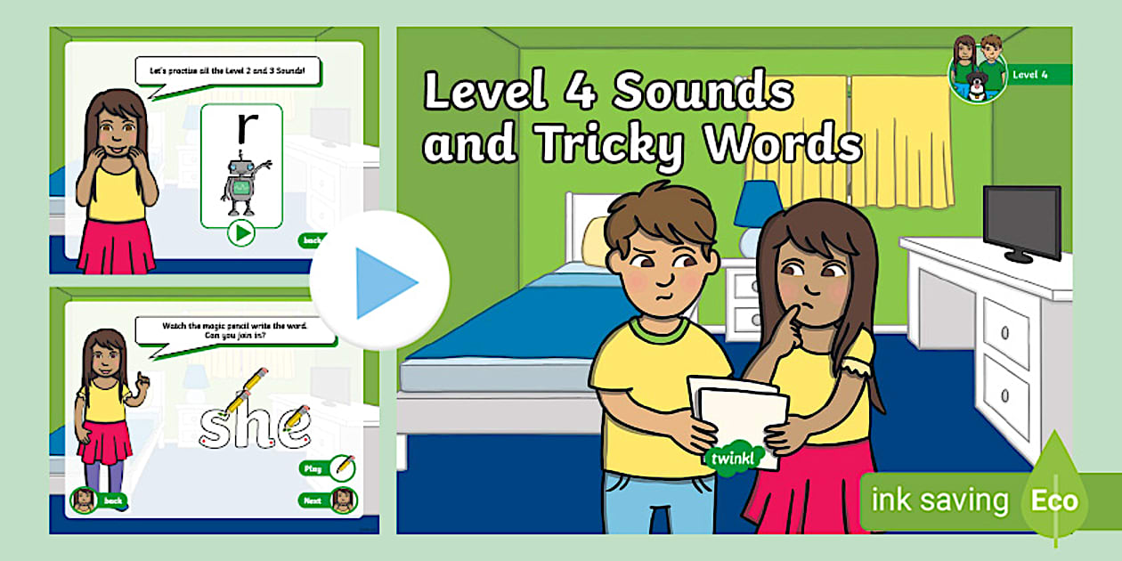Level 4 Phonics - Sounds and Tricky Words PowerPoint - EYFS
