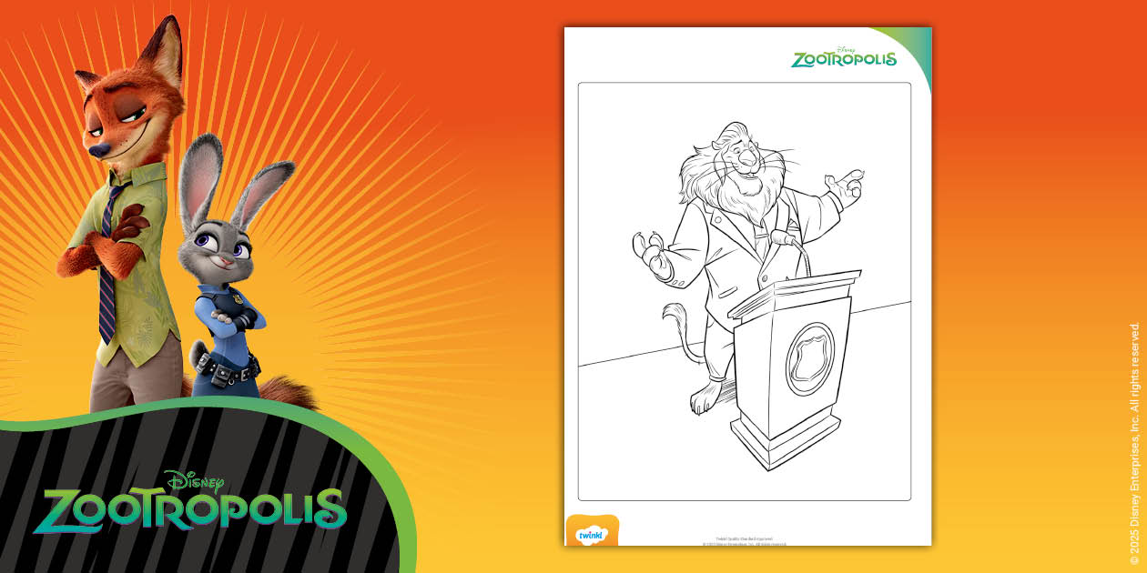Zootropolis: Mayor Lionheart Colouring Page