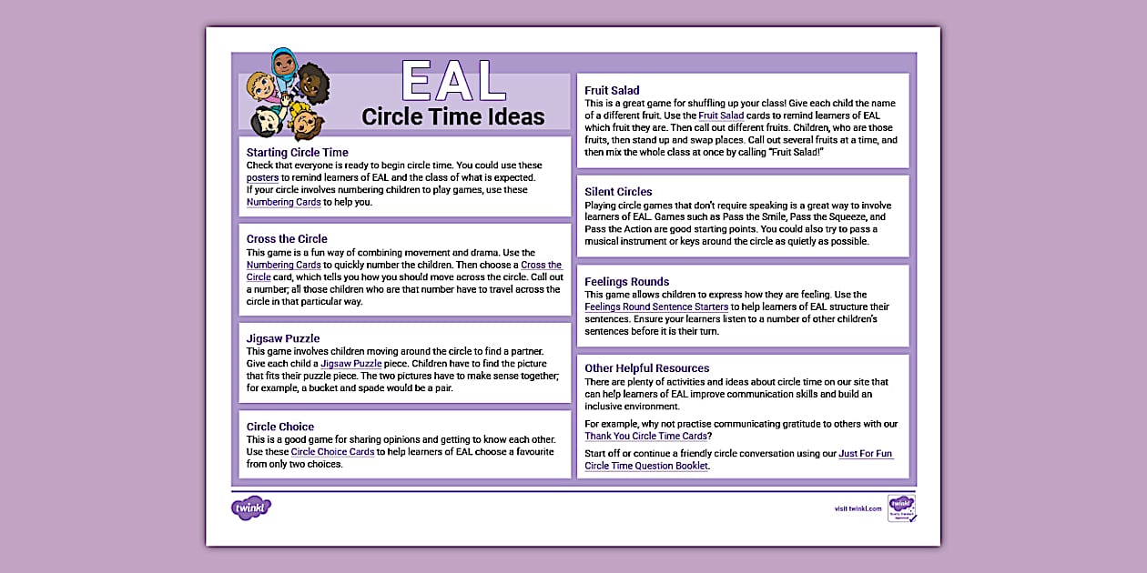 Circle Time Activity Ideas | EAL Teaching Resources - Twinkl