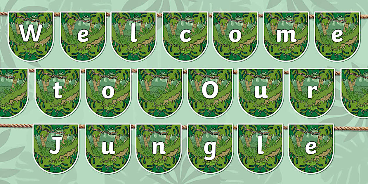 Welcome to Our Jungle Leaves Display Bunting (teacher made)