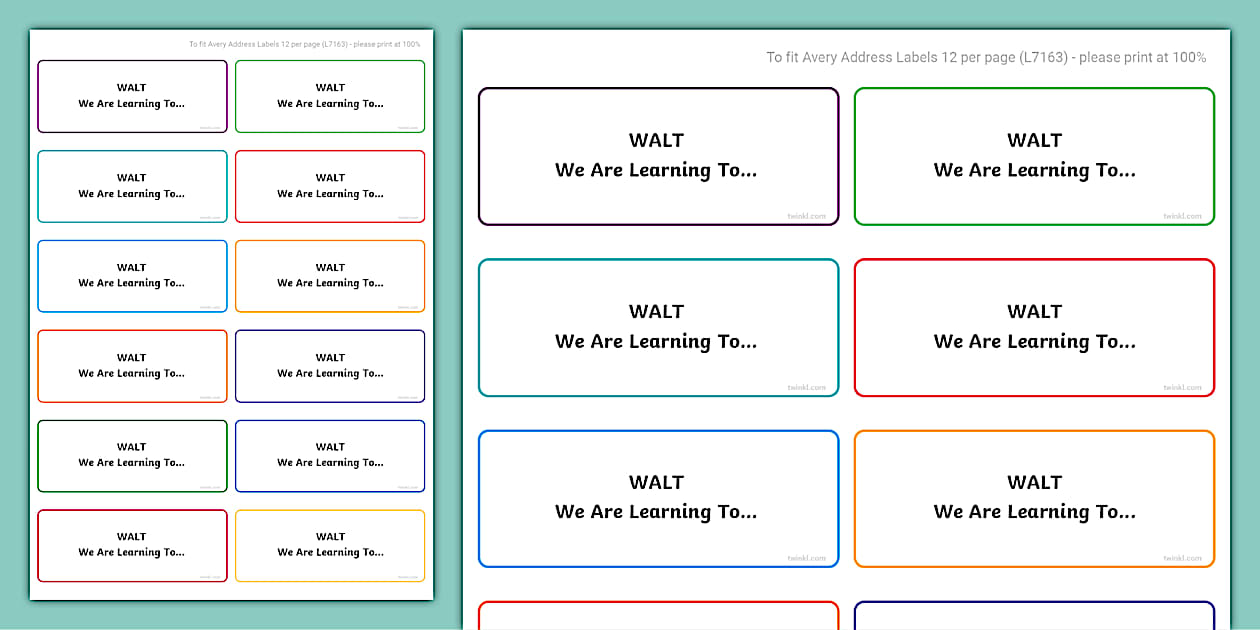 Editable WALT We Are Learning To Labels (teacher made)