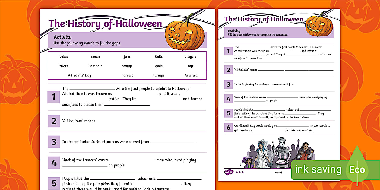 Halloween cloze | Activity worksheet | Easy to print.