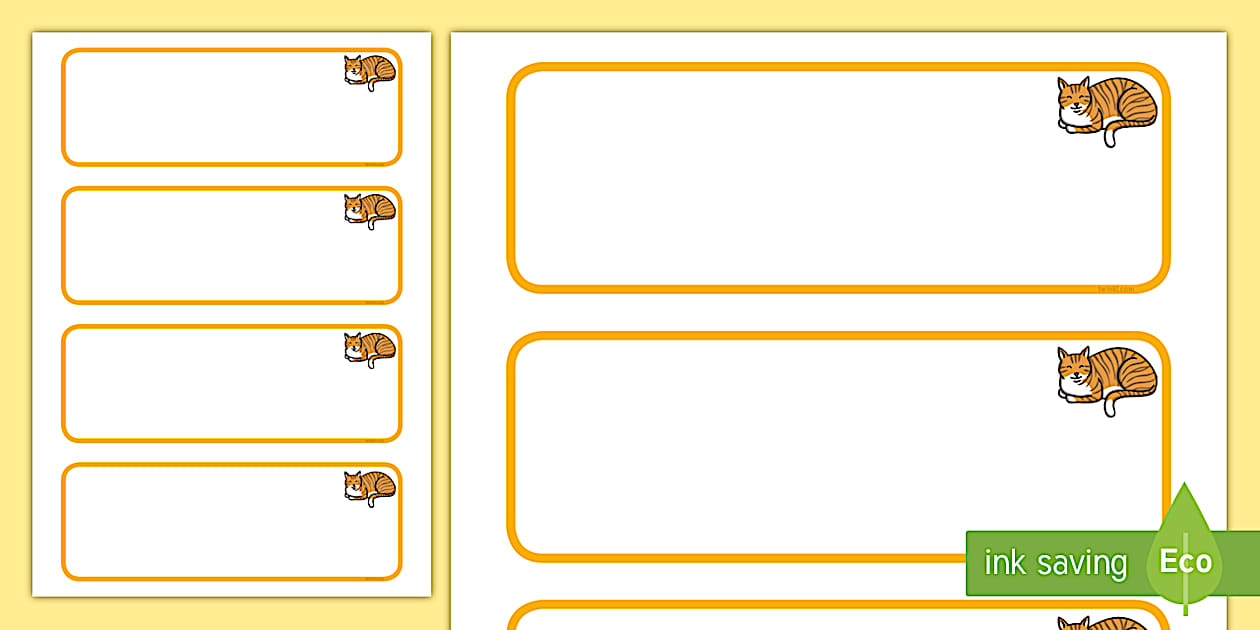 Cat Themed Editable Drawer-Peg-Name Labels (Blank) - Twinkl