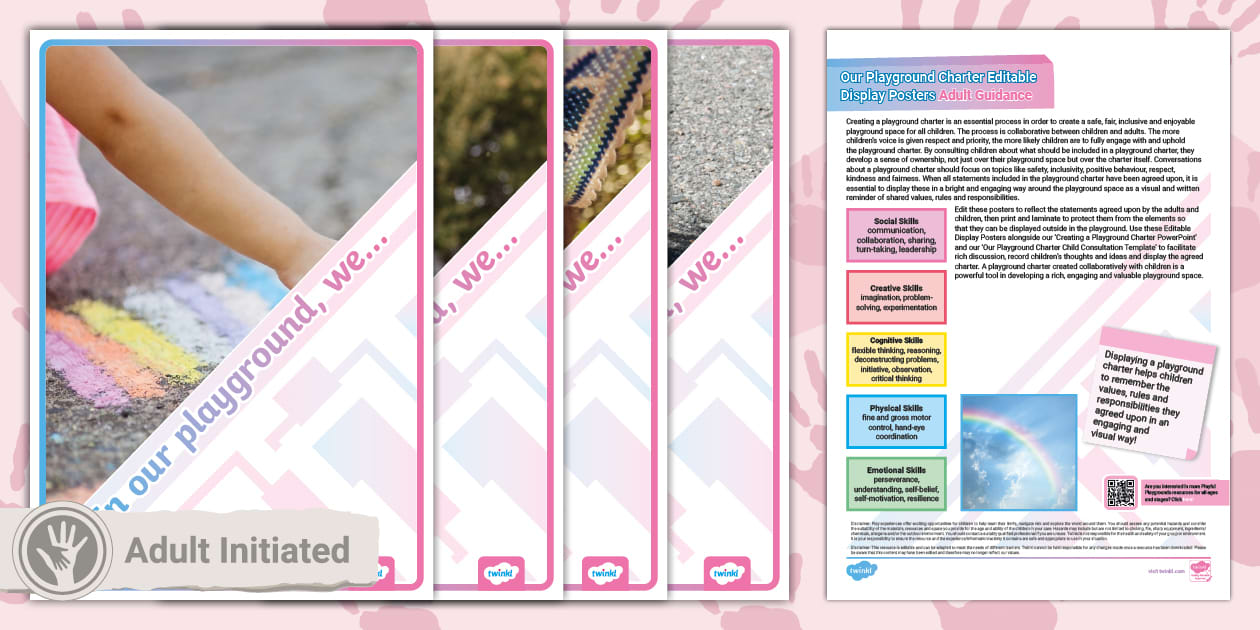 Our Playground Charter Editable Display Posters - Twinkl