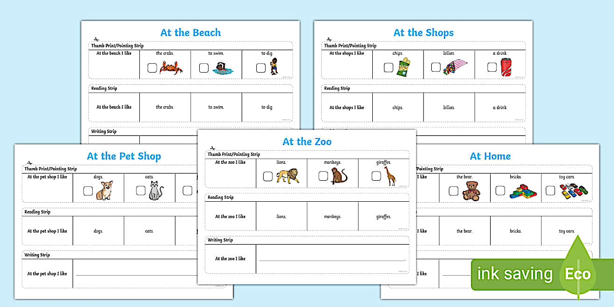 Things I Like Inclusive Cloze Sentences (teacher made)