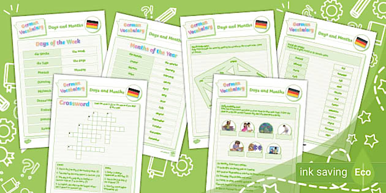 Days & Months in German Word Mat | Parents Language Resource