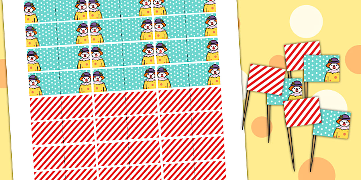 Circus Themed Birthday Party Toothpick Flags