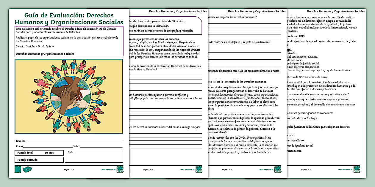 Guía de Evaluación: Organizaciones Sociales Twinkl Colombia