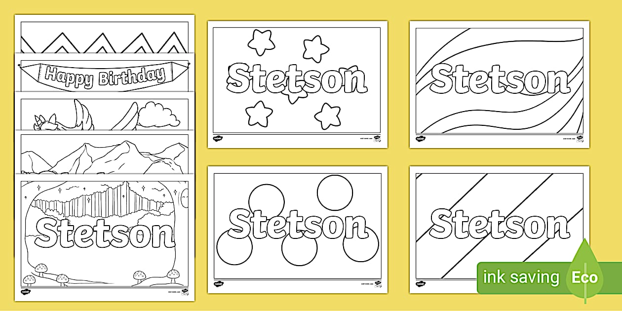 Stetson Name Simple Colouring Activity Sheets (teacher made)