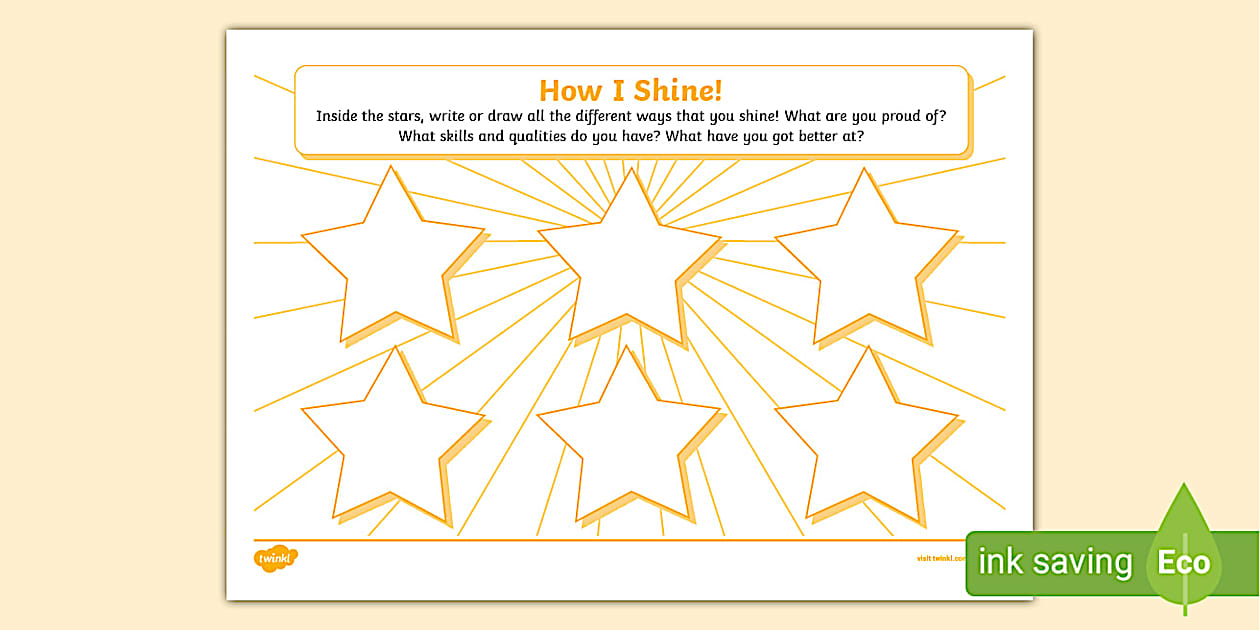 How I Shine! Self-Esteem Activity, Shine, Self-Esteem