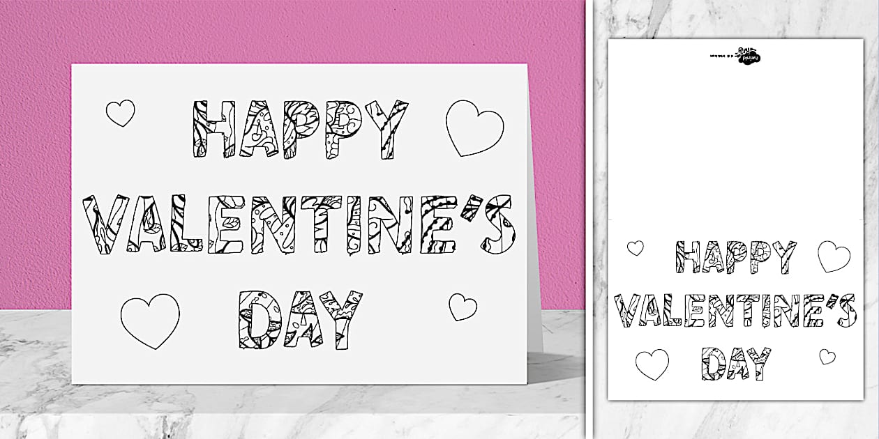 Valentine's Day Type Colouring Card | Twinkl Party
