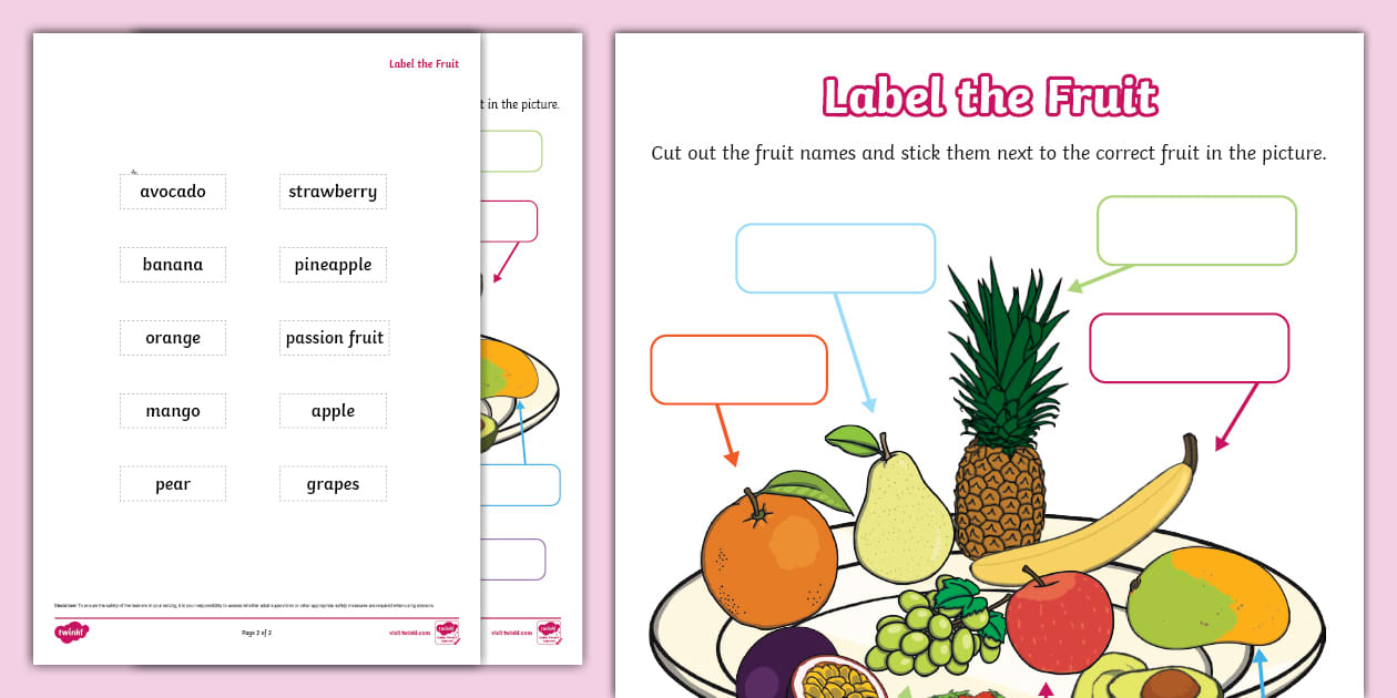 Label the Fruit Cut and Stick Activity - KS1 - Twinkl