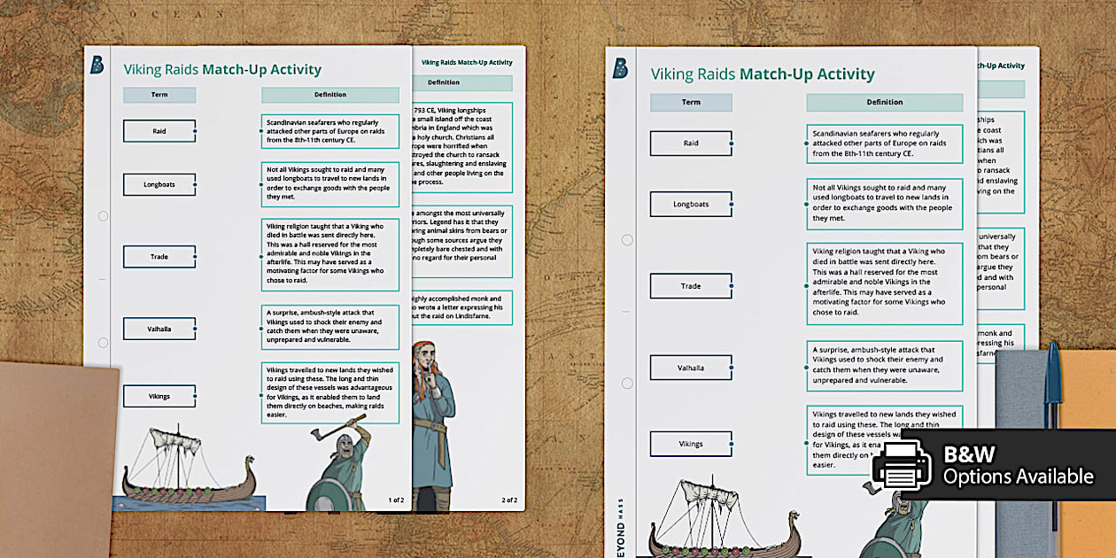 Viking Raids Match-Up for Year 8 History (teacher made)