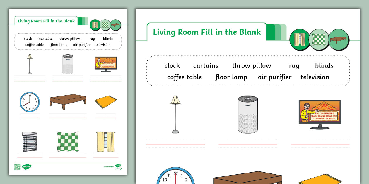 05 Teacher I Am Done Living Room Fill in the Blank Labeling Activity