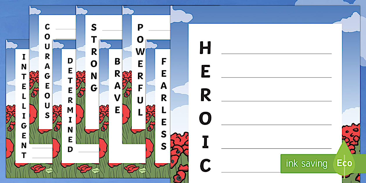 Heroic Qualities Acrostic Poem (teacher made) - Twinkl
