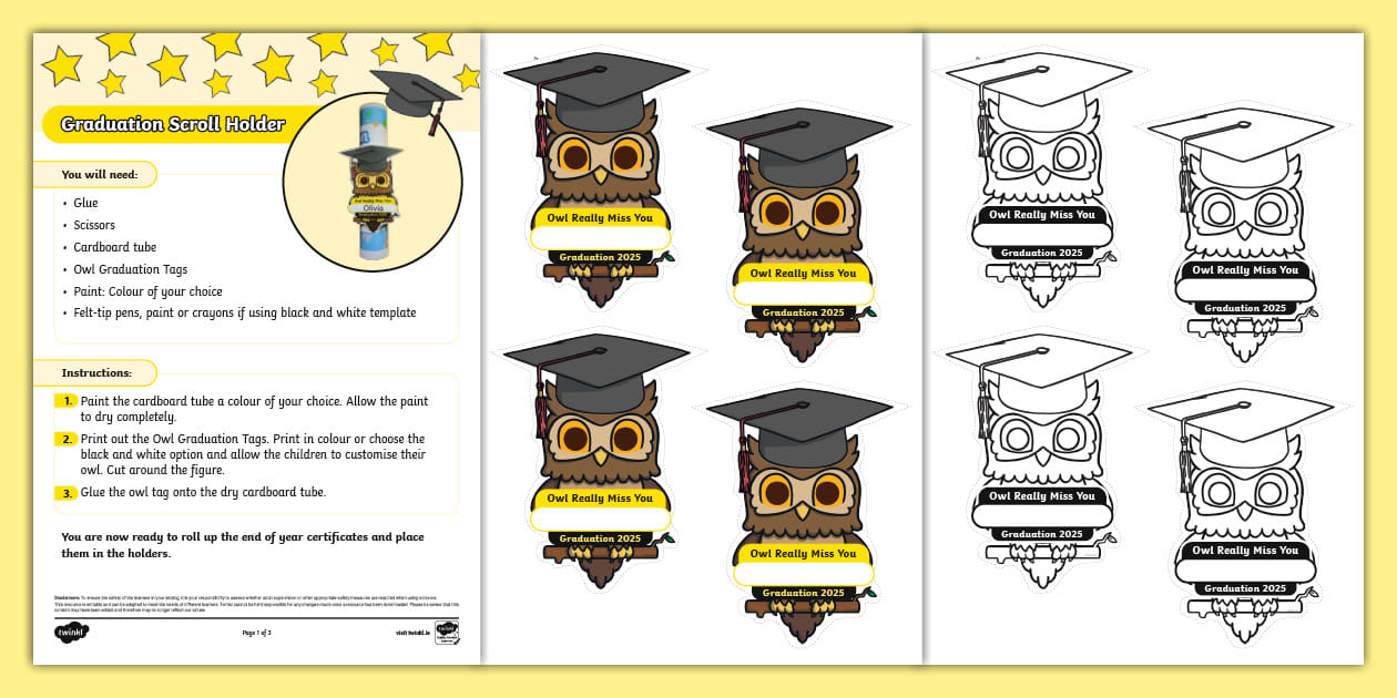 Owl Really Miss You! - Editable Graduation Tags - Twinkl