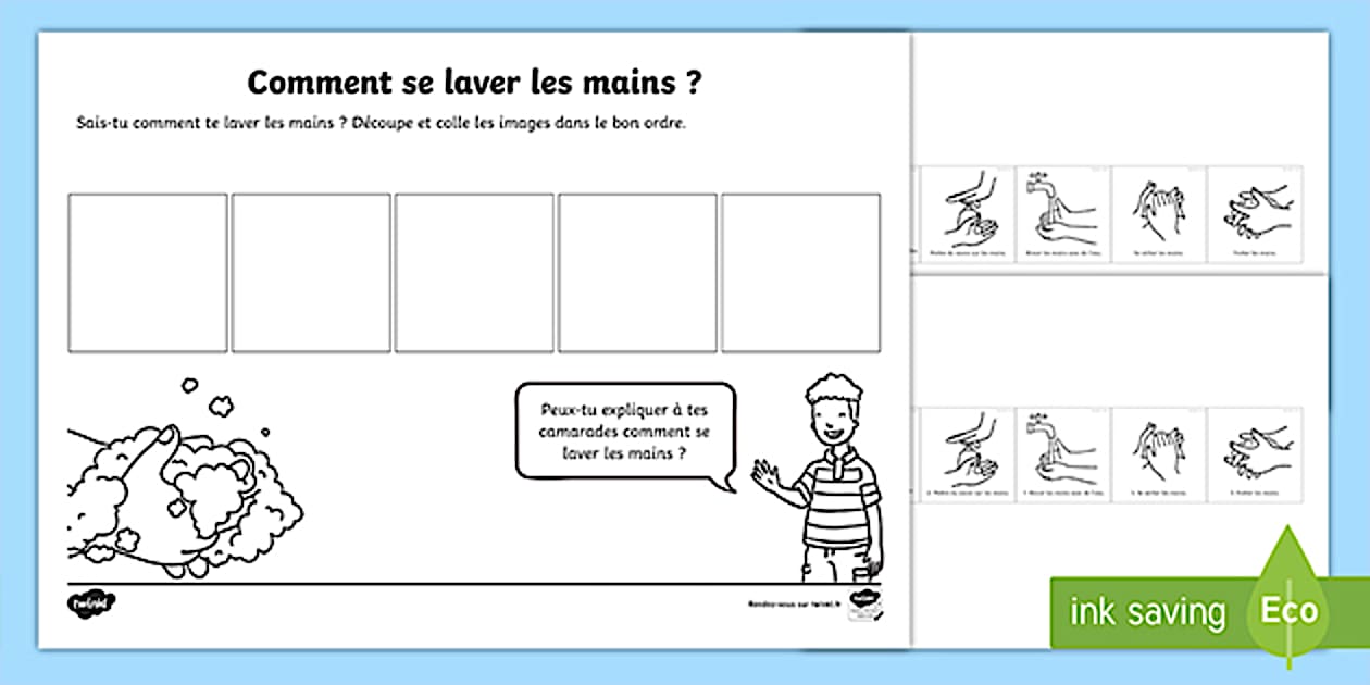 Activité de découpage et collage : Comment se laver les mains