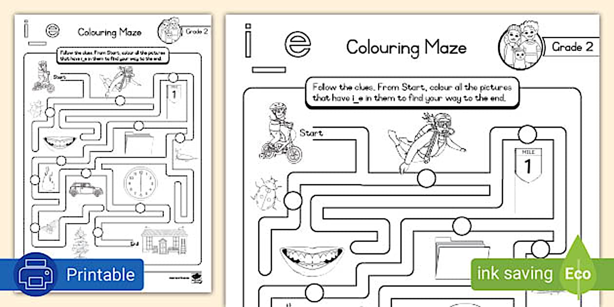 Grade 2 Phonics Colouring Page i-e (teacher made) - Twinkl