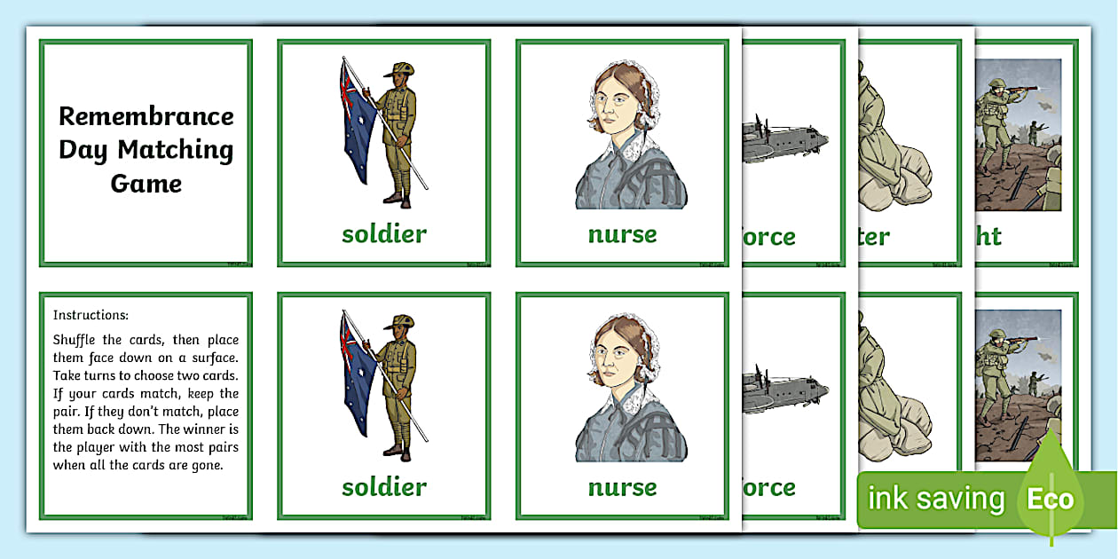 Remembrance Day Memory Game (teacher made) - Twinkl