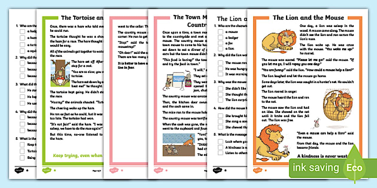 Fable Writing – Aesop Reading Comprehension Pack – Twinkl