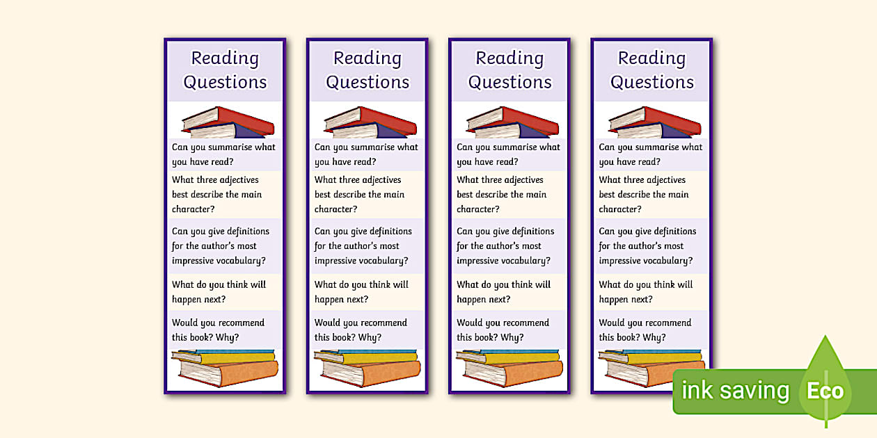 Reading Questions Bookmarks (teacher made) - Twinkl