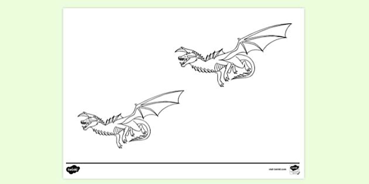 2 Flying Dragons Colouring Sheet | Colouring Sheets - Twinkl