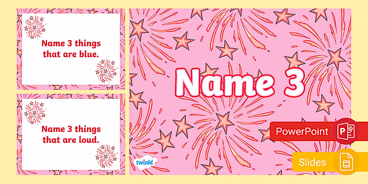 Name 3 Game PowerPoint & Google Slides for 3rd-5th Grade