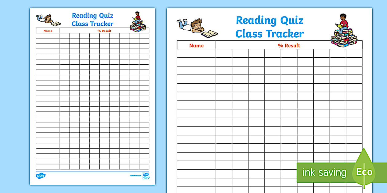 School Reading Quiz Assessment Tracker - CfE Second - Twinkl