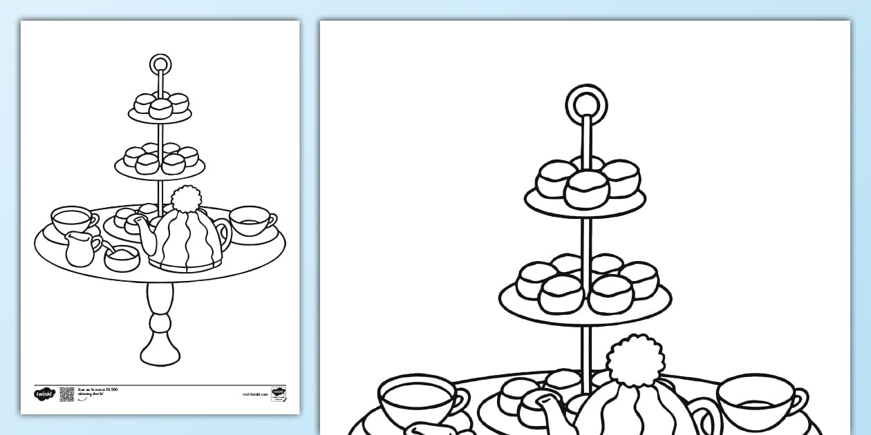 Afternoon Tea Colouring Sheet (teacher made) - Twinkl