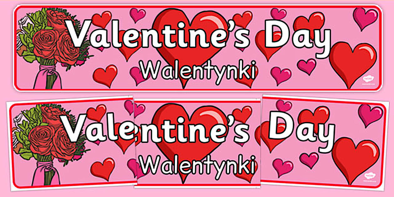 Valentine's Day Display Banner Polish Translation - Twinkl