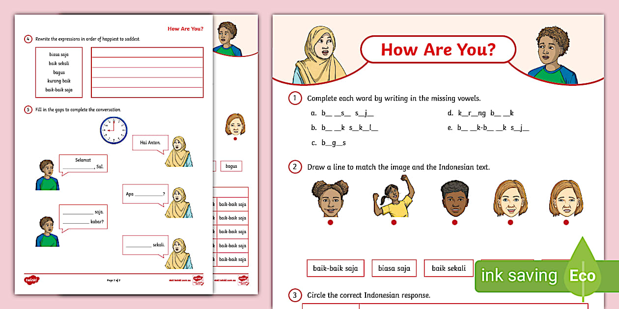 Year 5-6 Indonesian Activity: How are you? (Teacher-Made)