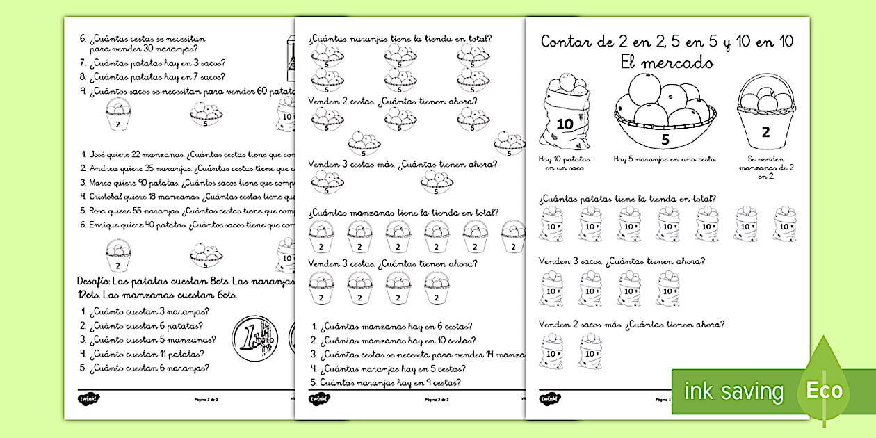 Editable Ficha de actividad: Contar de 2 en 2, 5 en 5 y 10 en 10 - El ...