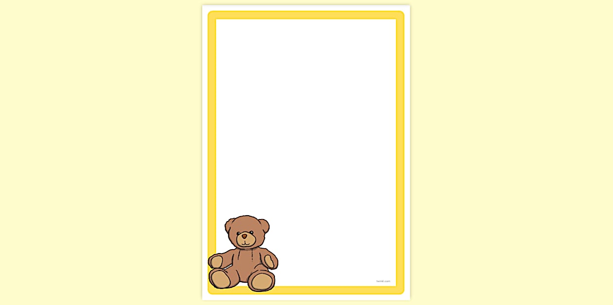 Simple Blank Small Teddy Page Border | Page Borders | Twinkl