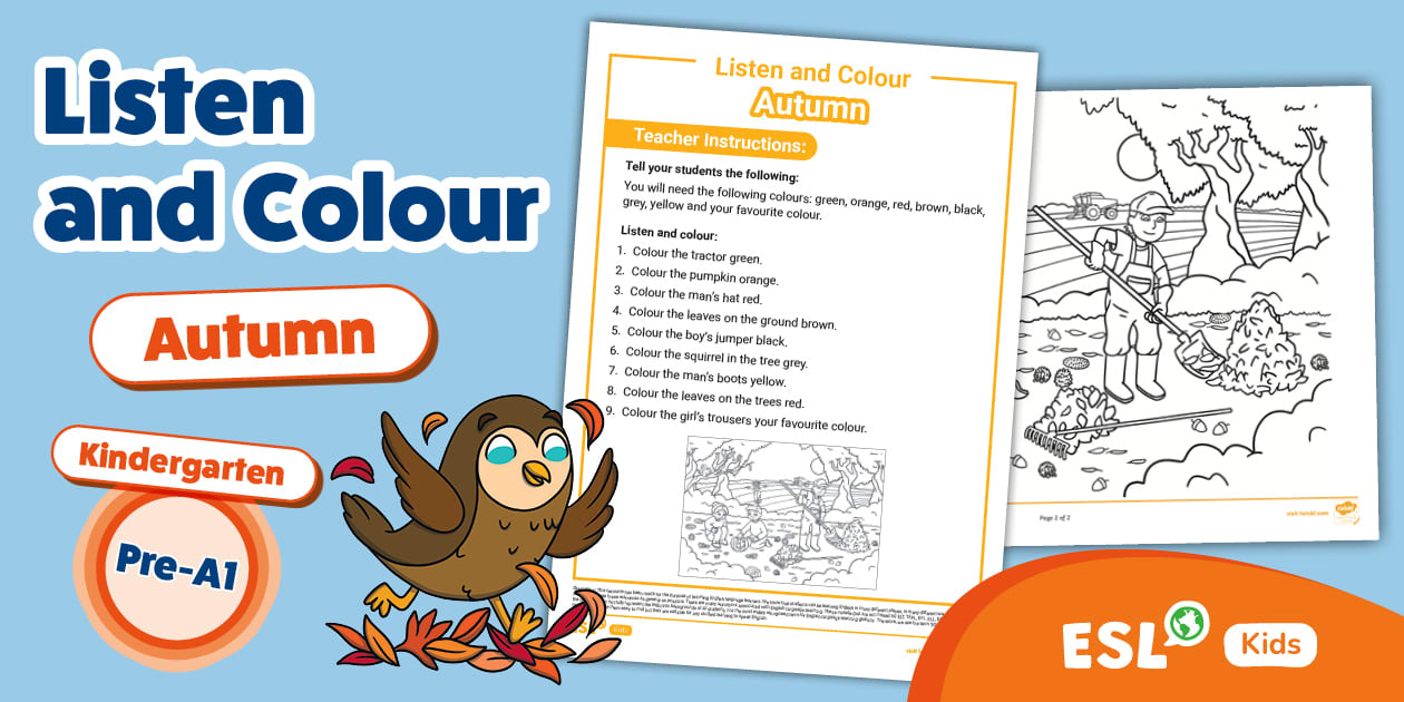 ESL Listen and Colour: Autumn Activity