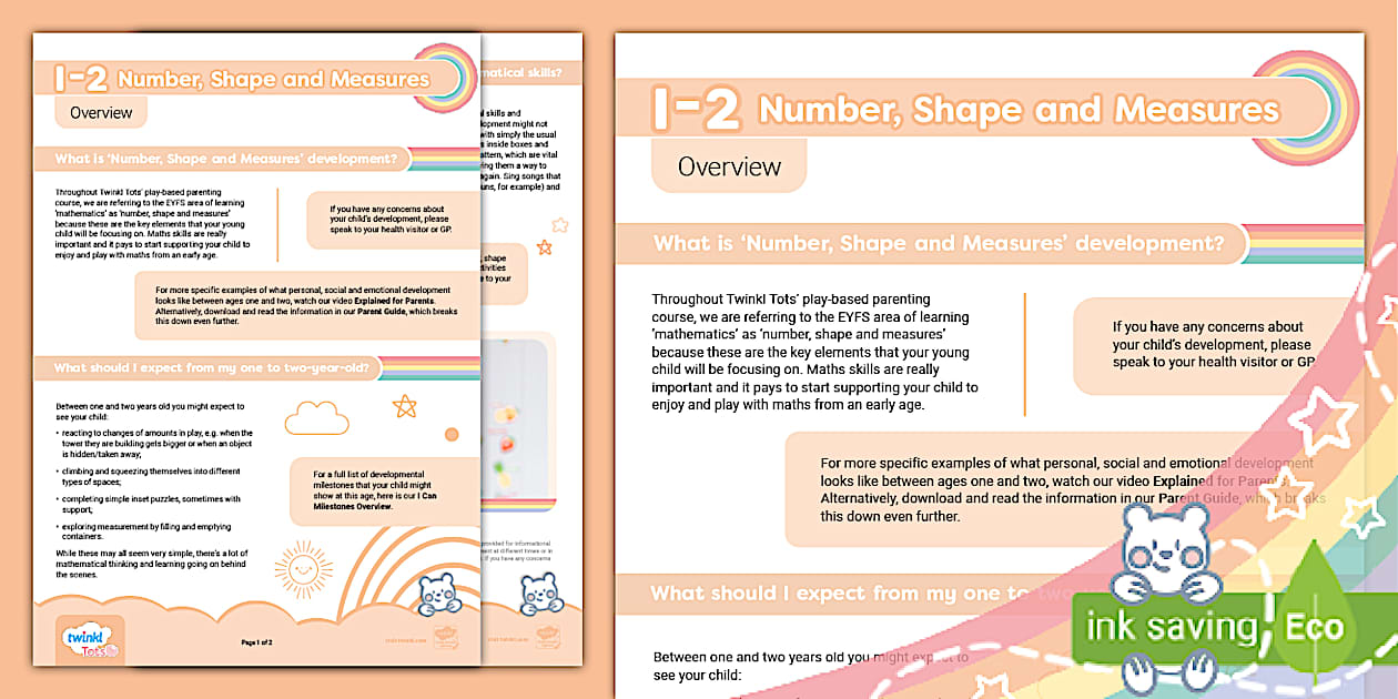 1-2 Years Number Shape Measures Overview (Teacher-Made)