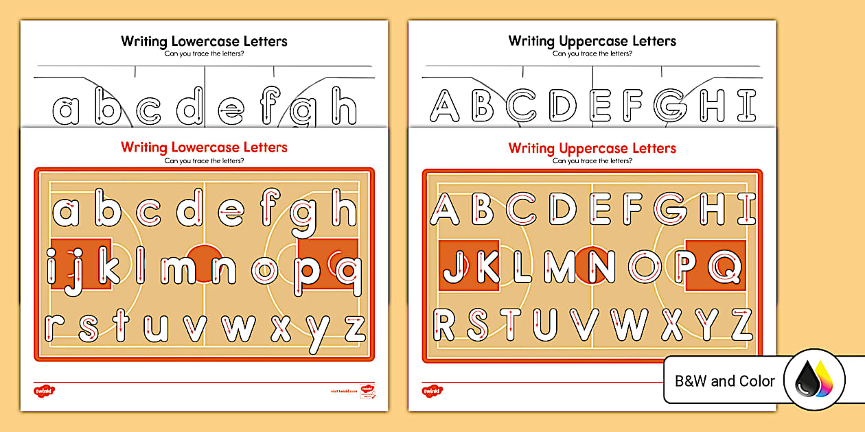 Basketball-themed Uppercase and Lowercase Letter Formation