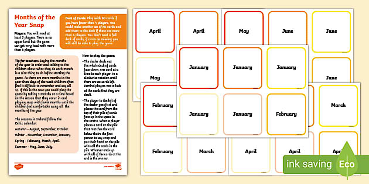Months of the year Snap (Teacher-Made) - Twinkl
